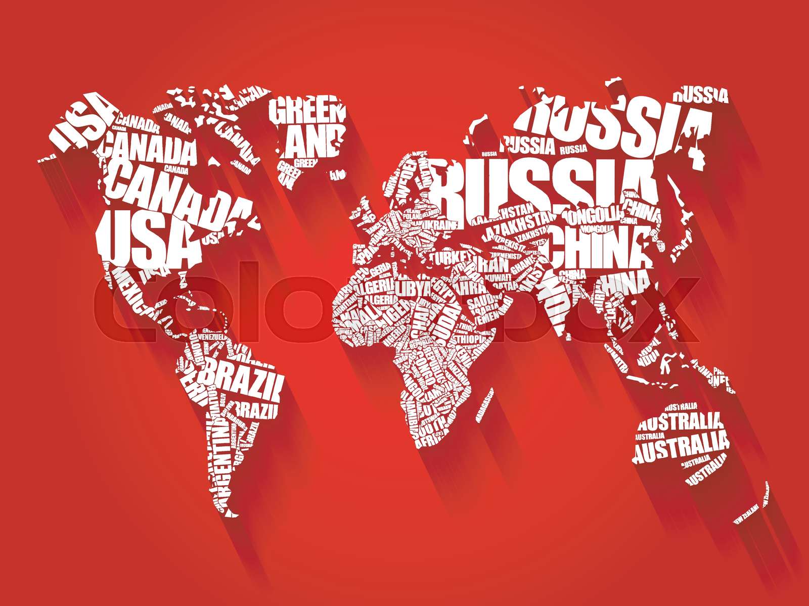 World Map in Typography word cloud | Stock vector | Colourbox