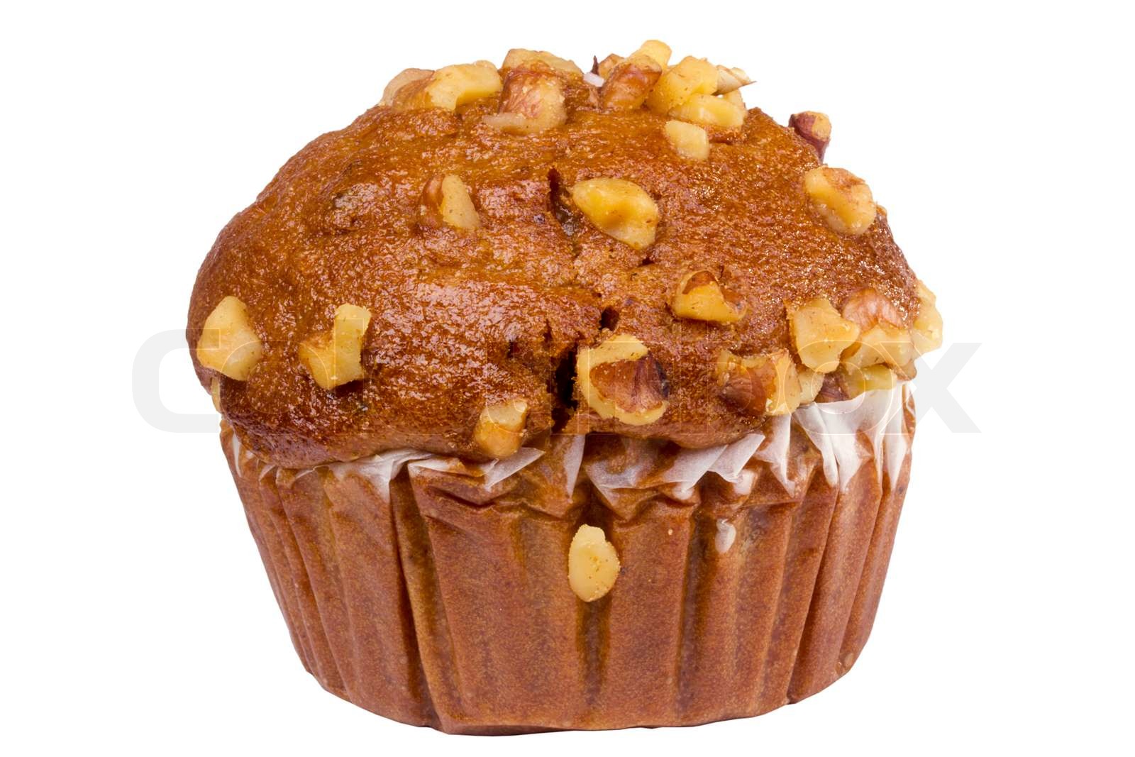 Muffin mit Nüssen auf einem weißen Hintergrund . | Stock Bild | Colourbox