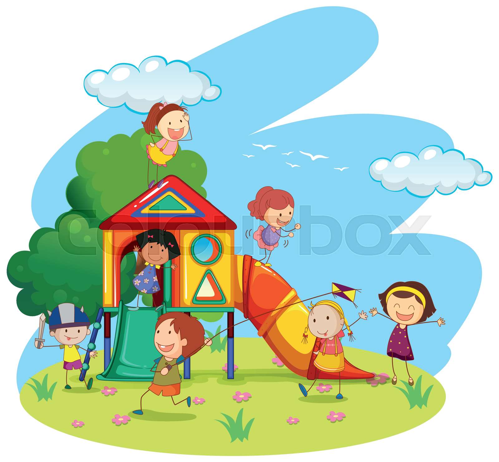 spielen, clipart, kids | Stock-Vektor | Colourbox