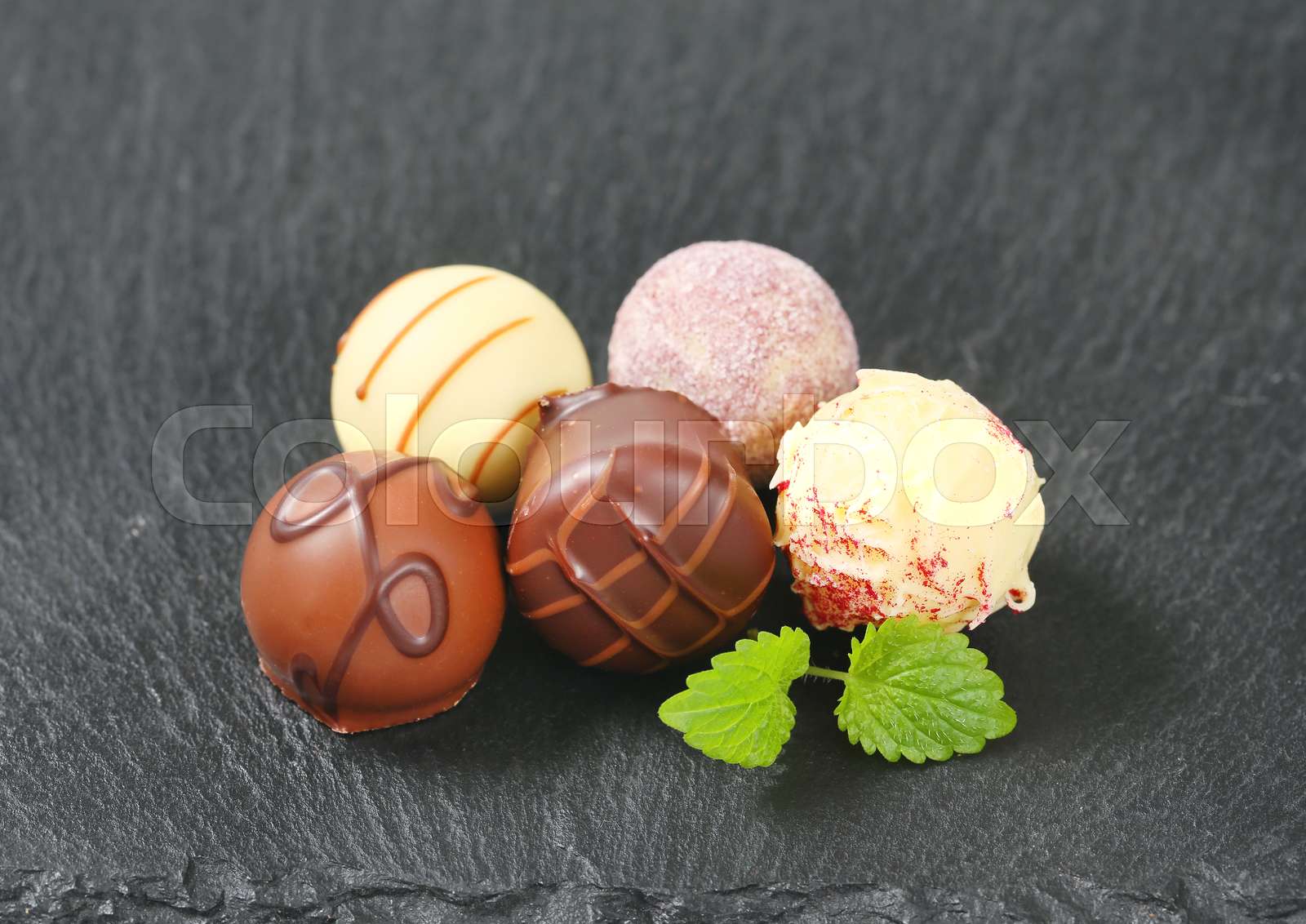 assorted chocolate pralines | Stock image | Colourbox