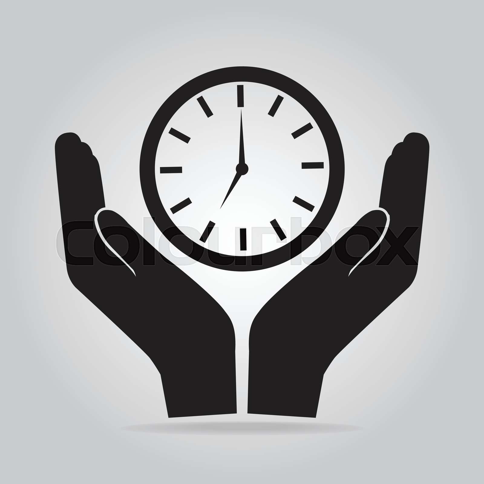 Clock in hand icon illustration | Stock vector | Colourbox