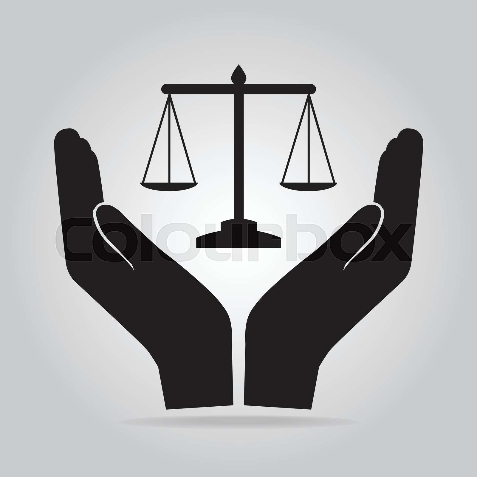 Justice scale in hand icon | Stock vector | Colourbox