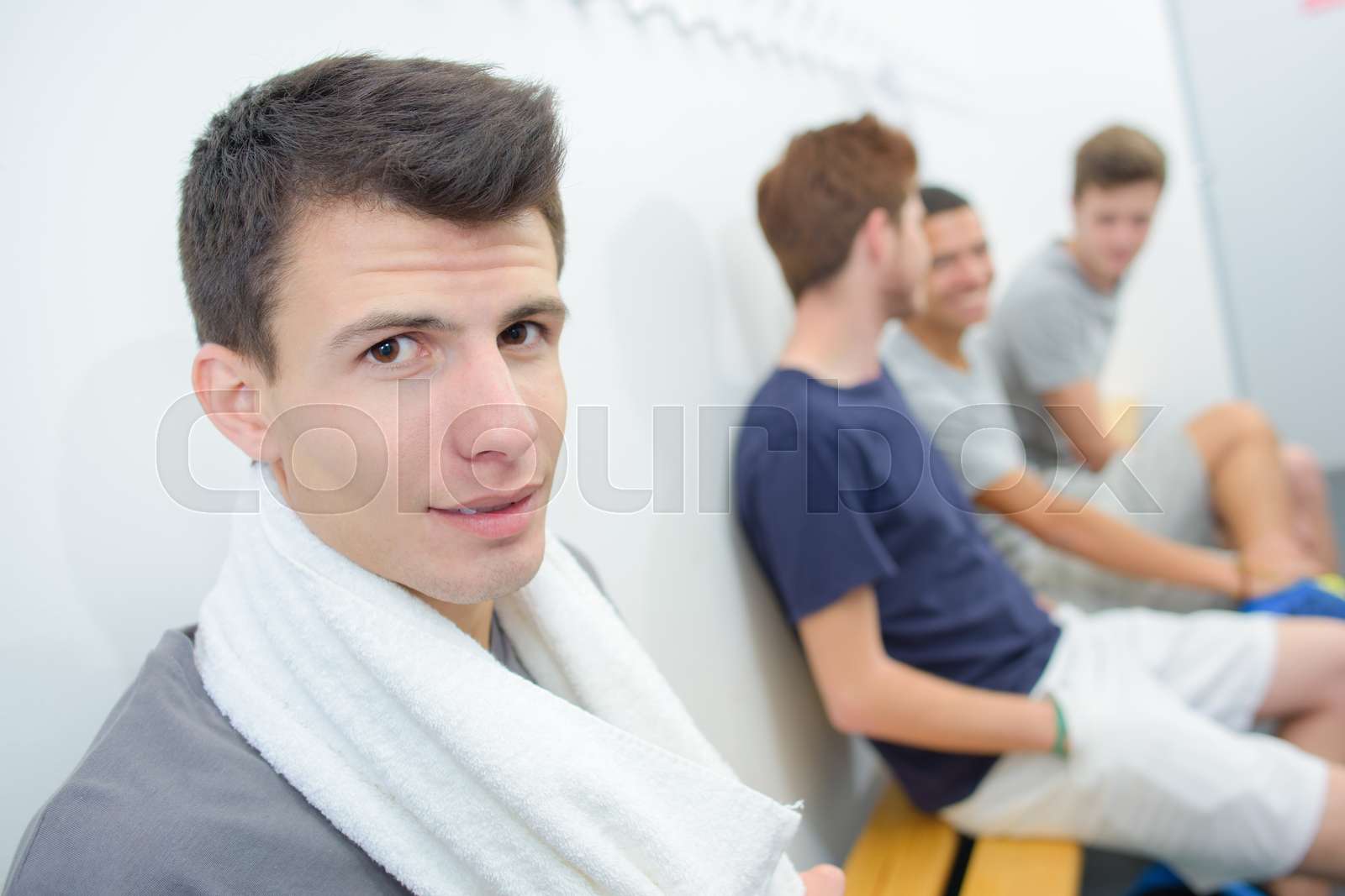 Men in locker room | Stock image | Colourbox