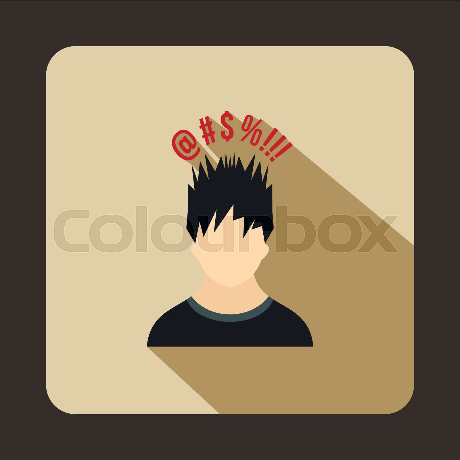 Man with different signs over his head icon | Stock vector | Colourbox