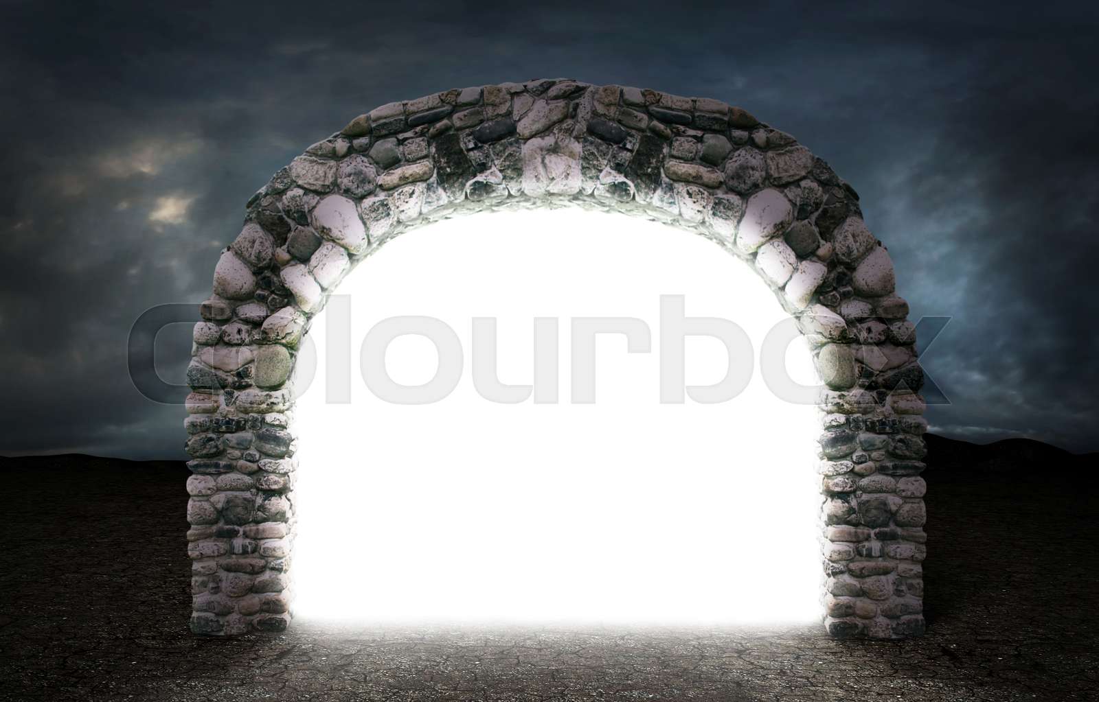 Concept of different dimension. White mysterious portal to another ...