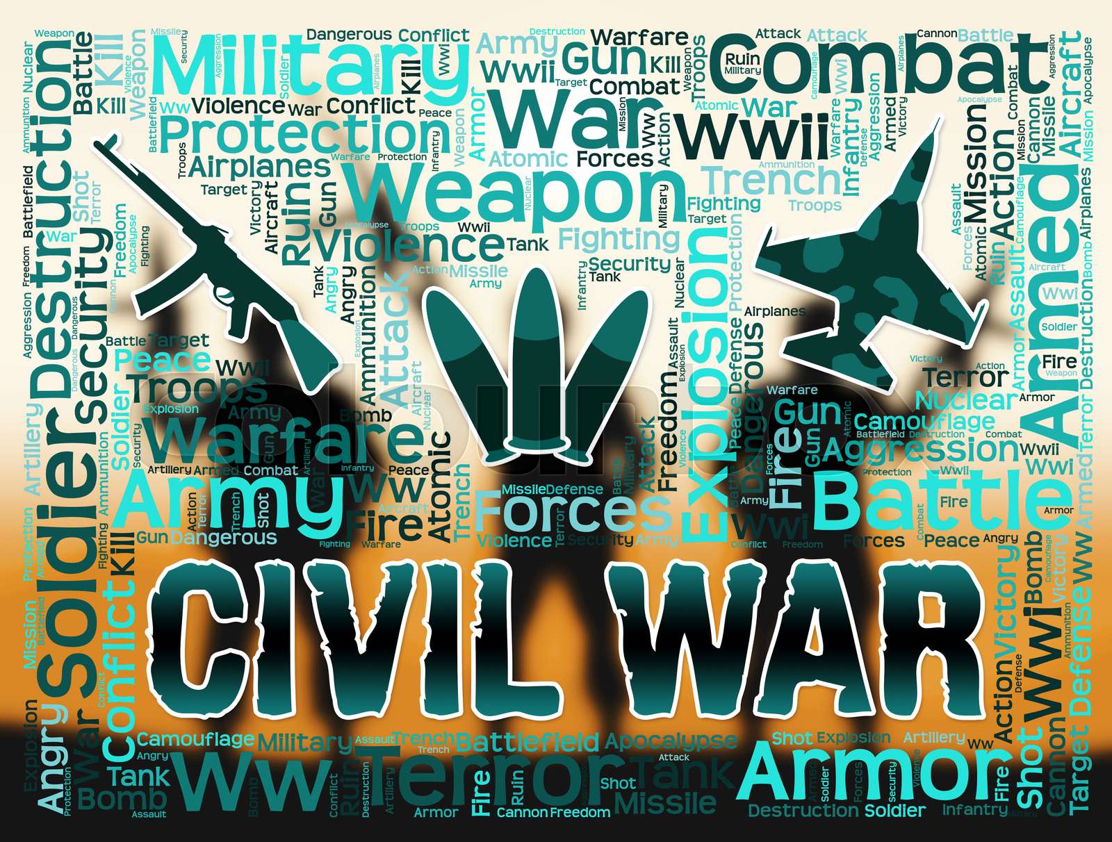 Civil War Indicates Country Uprising And Insurrection | Stock image ...