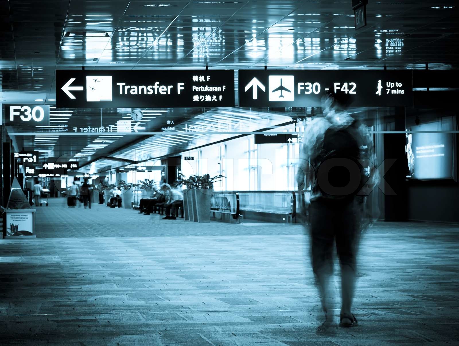 Arrival gates in airport with blured motion | Stock image | Colourbox