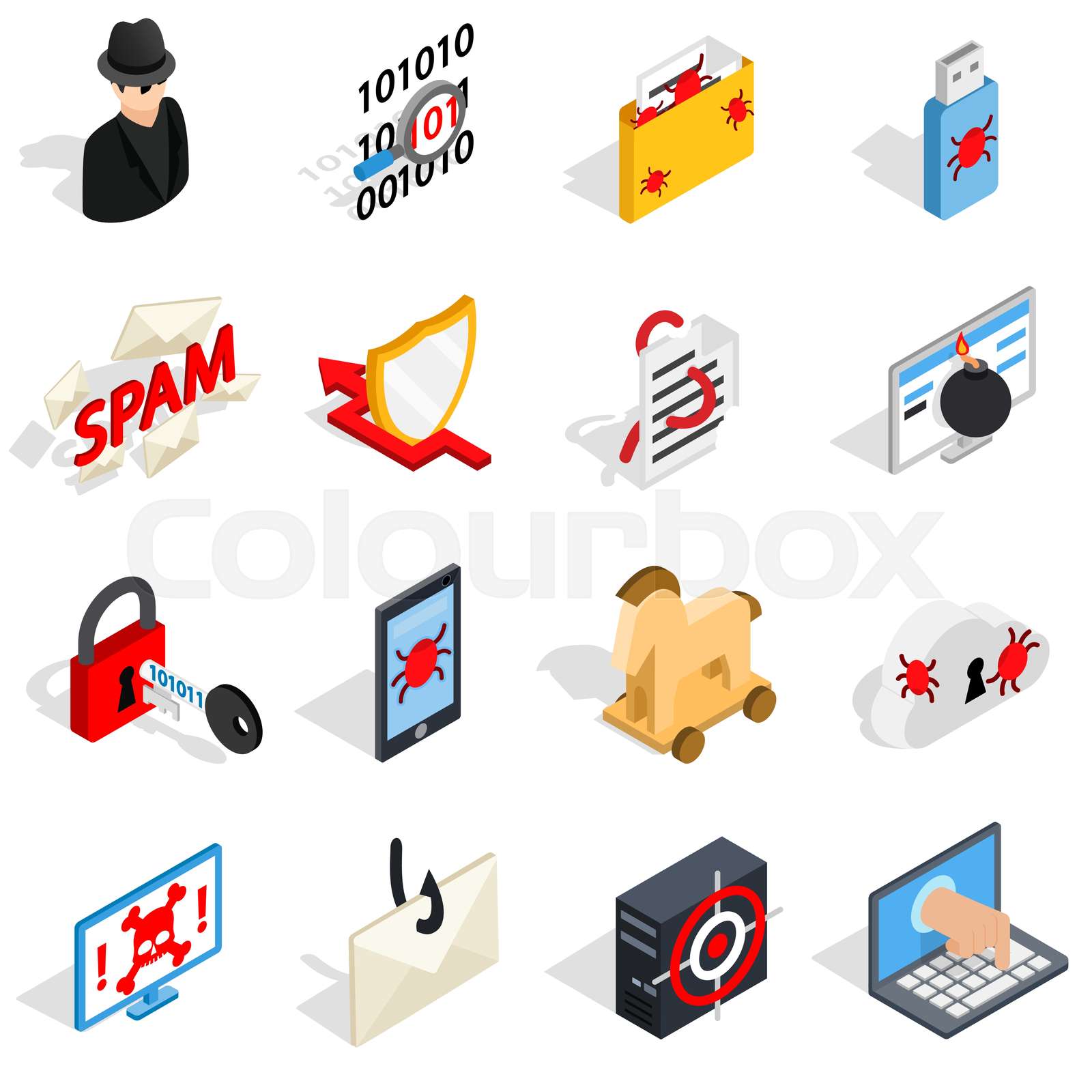 Hacking icons set, isometric 3d style | Stock vector | Colourbox