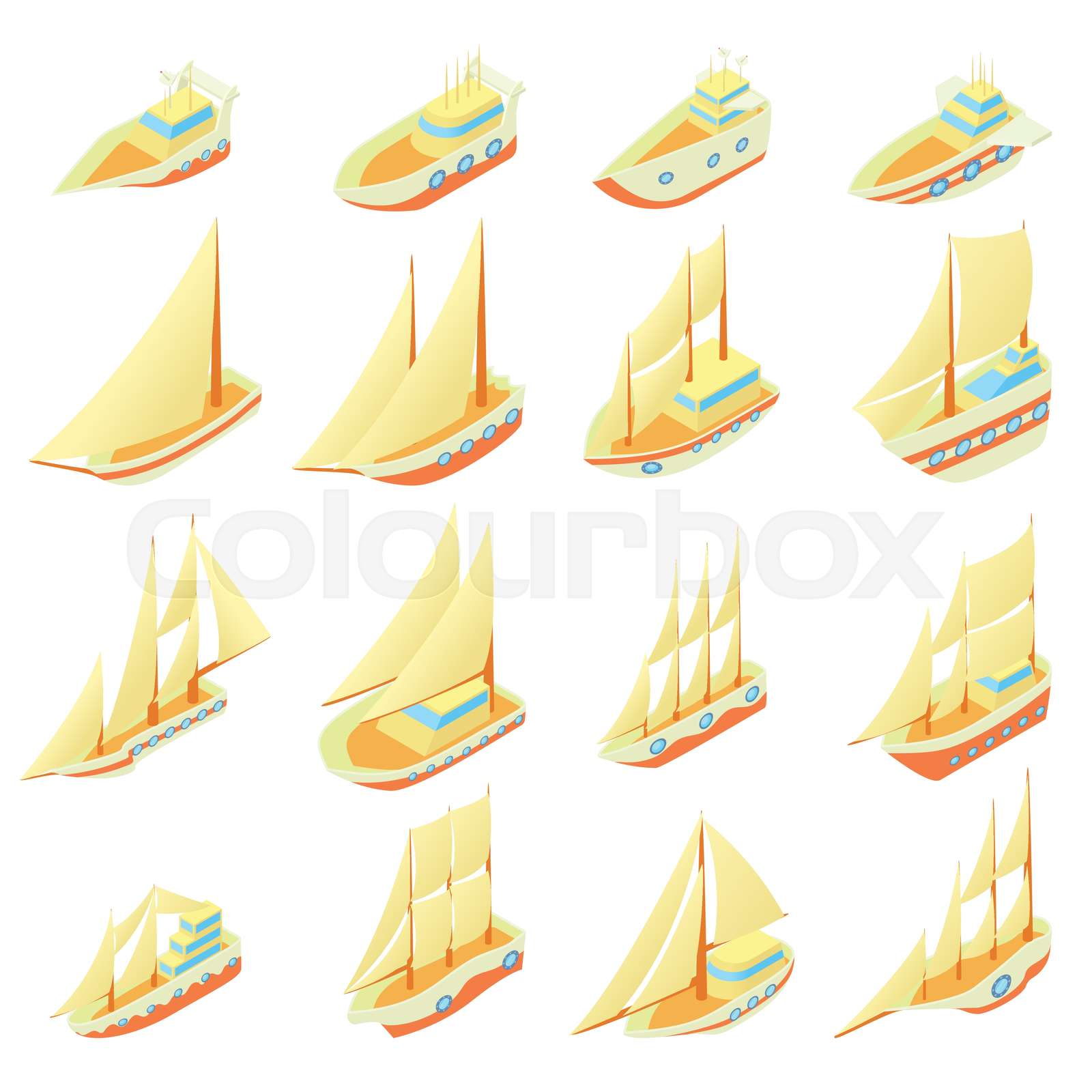 schiff, segelboot, icons | Stock-Vektor | Colourbox