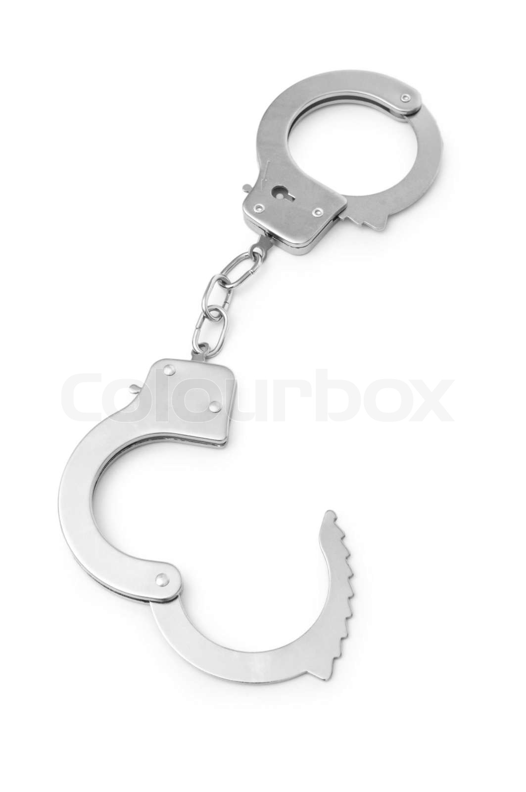 Metall Handschellen auf dem weißen Hintergrund isoliert | Stock Bild ...