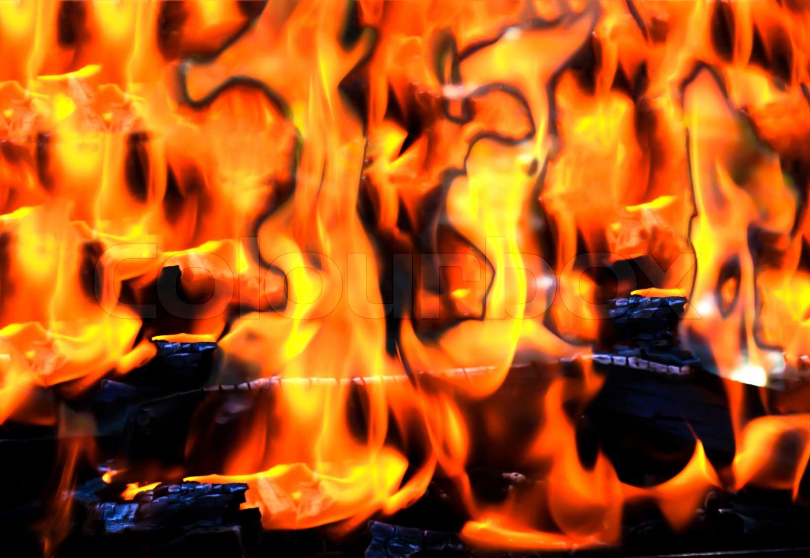 Hot red and yellow fire flames | Stock image | Colourbox