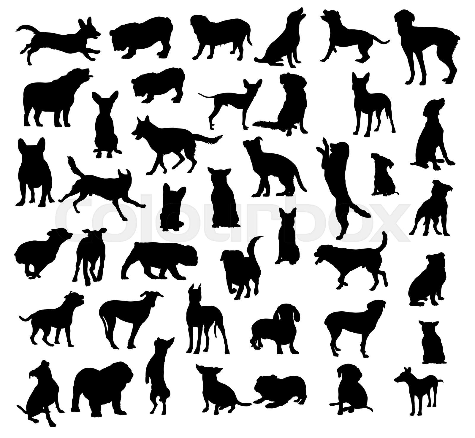 Dog Action Silhouettes | Stock vector | Colourbox