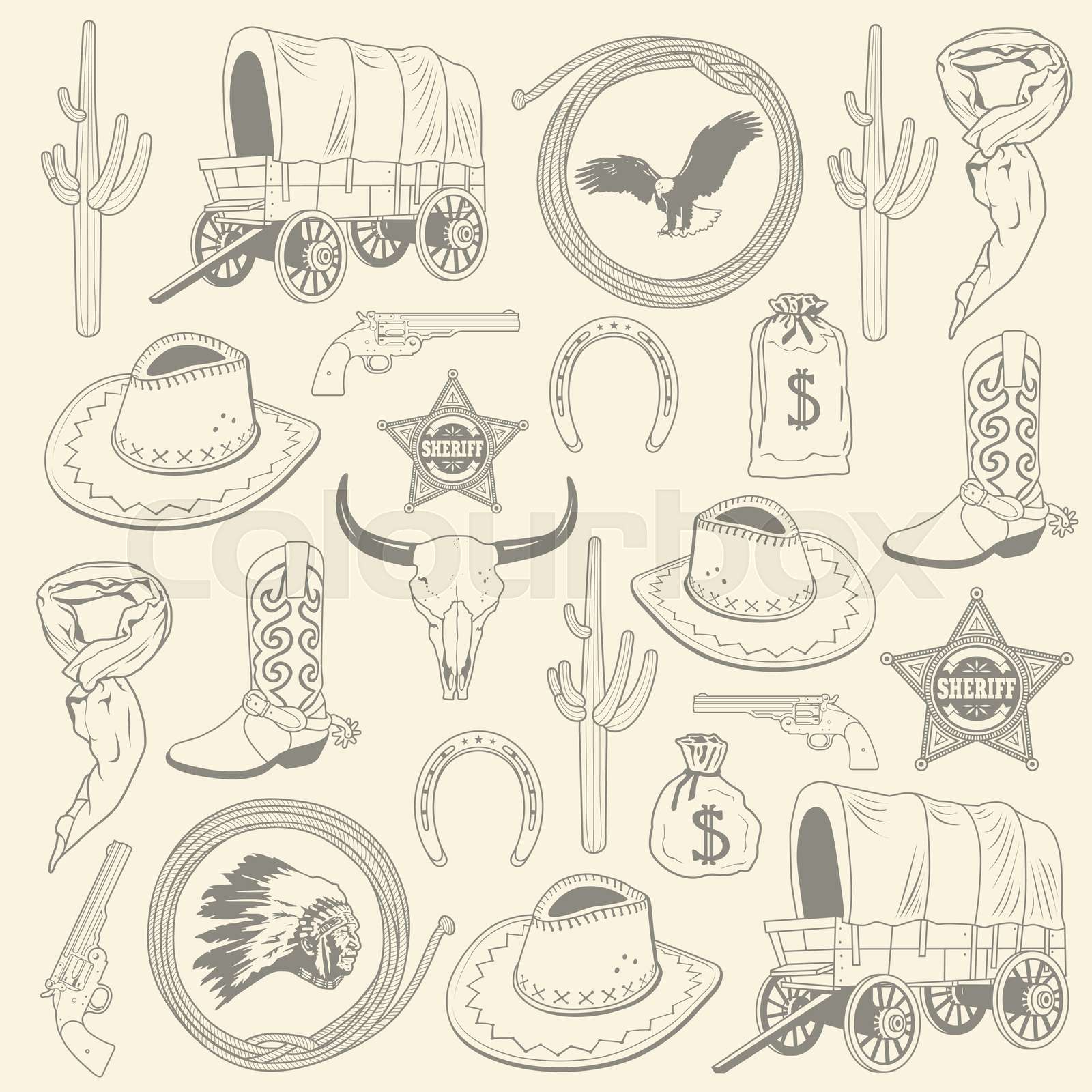 Cowboy seamless pattern | Stock vector | Colourbox