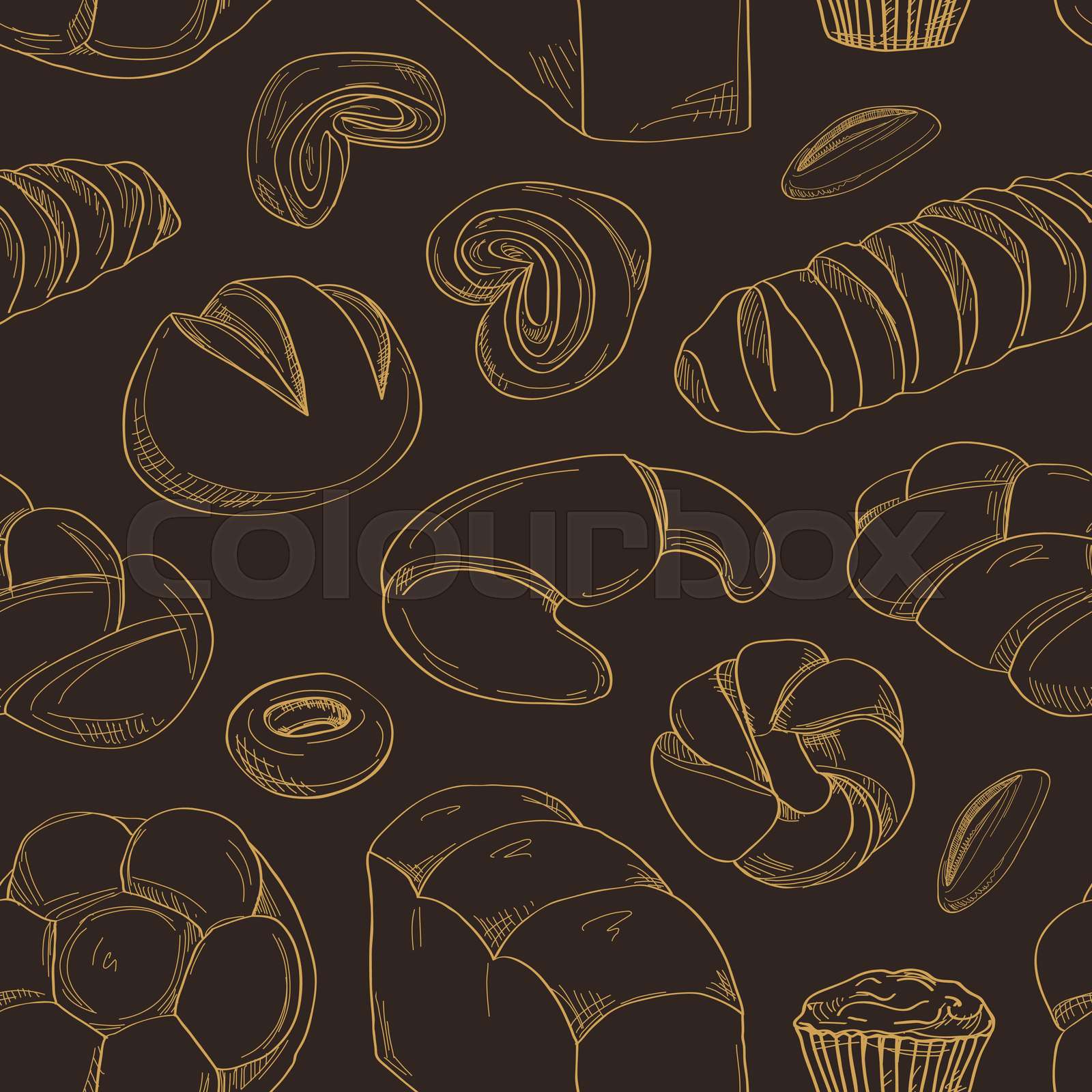 Bakery and pastry products icons set pattern | Stock vector | Colourbox