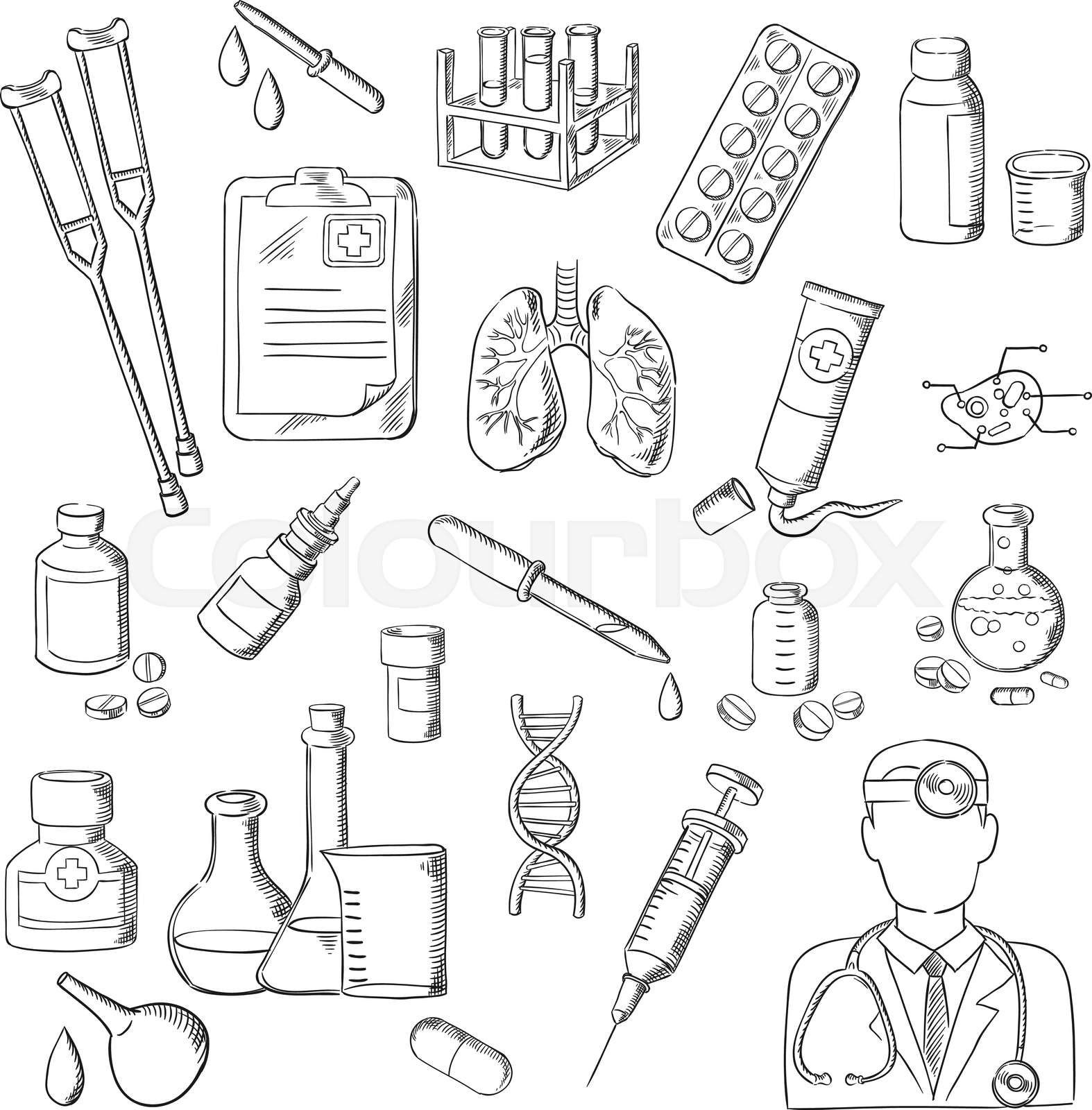 tegning, apotek, laboratorium | Stock vektor | Colourbox