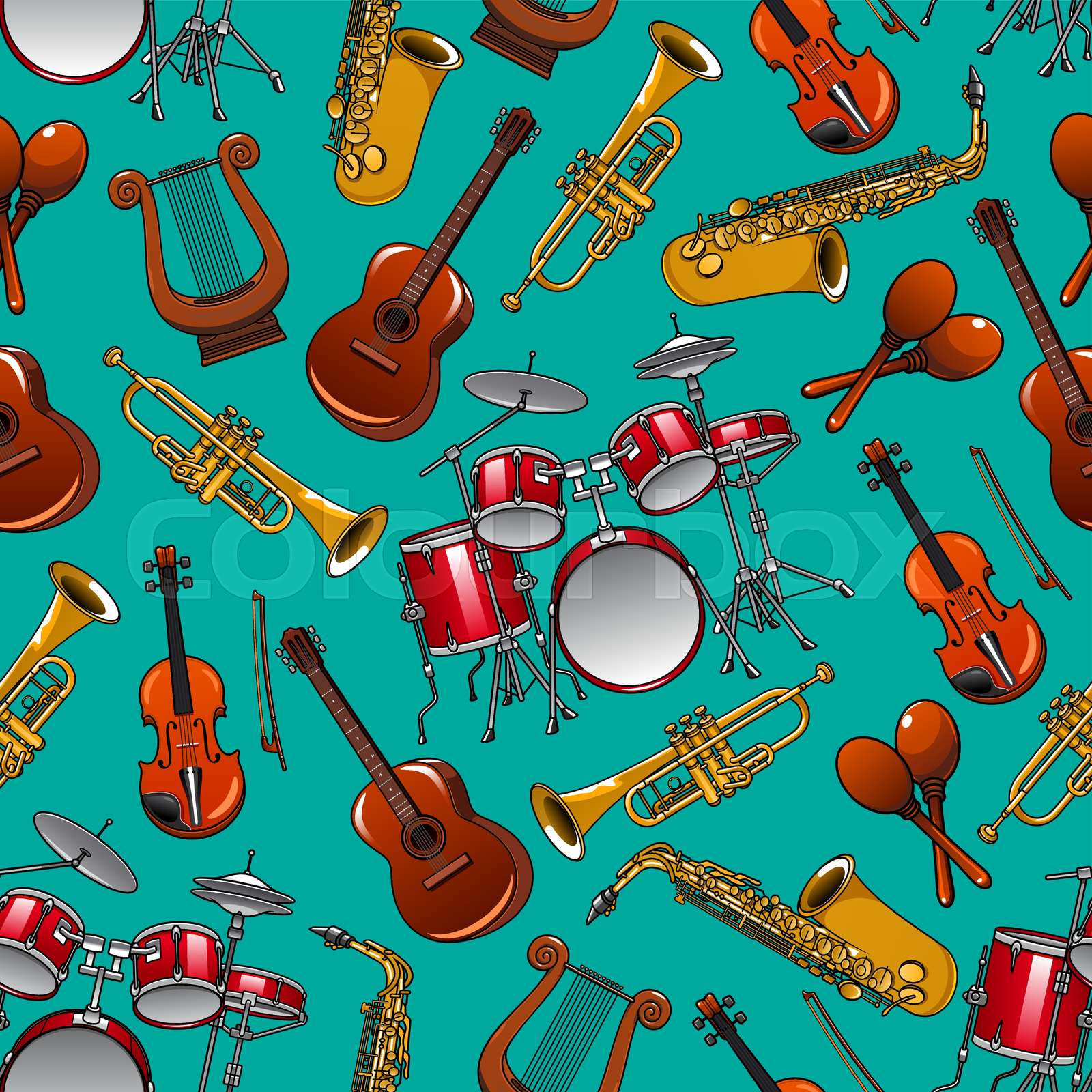 Classical musical instruments seamless pattern | Stock vector | Colourbox