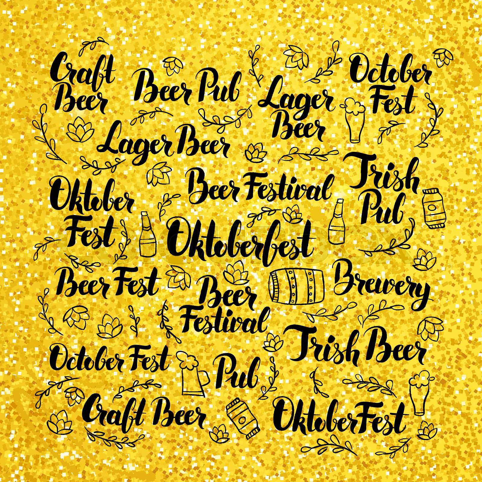 October Beer Fest Gold Lettering Design | Stock vector | Colourbox