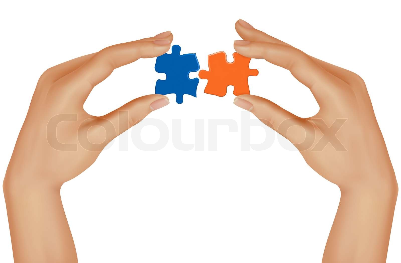 Hands and puzzle. Business concept. Vector illustration. | Stock vector ...