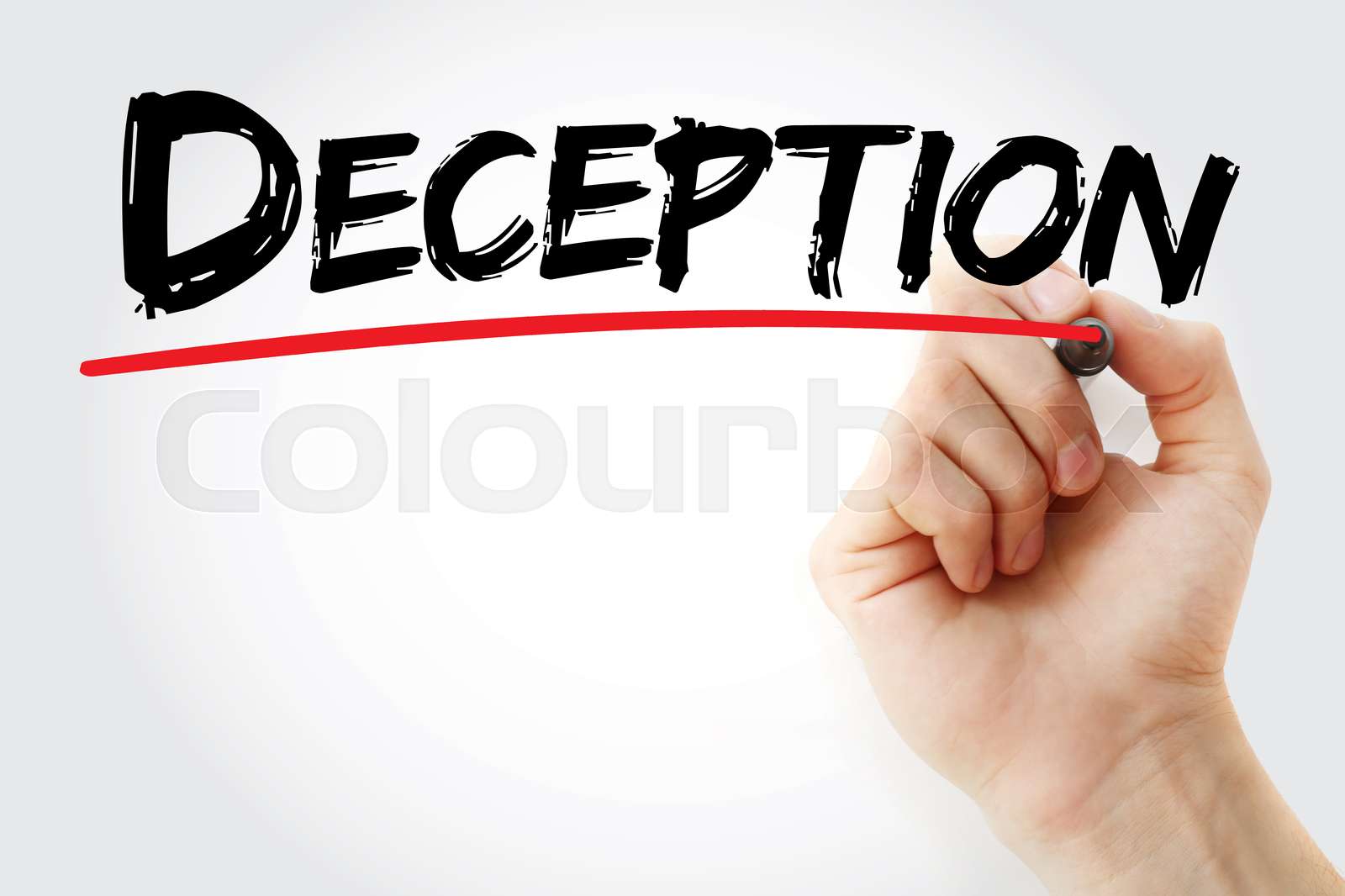 Hand writing Deception with marker | Stock image | Colourbox