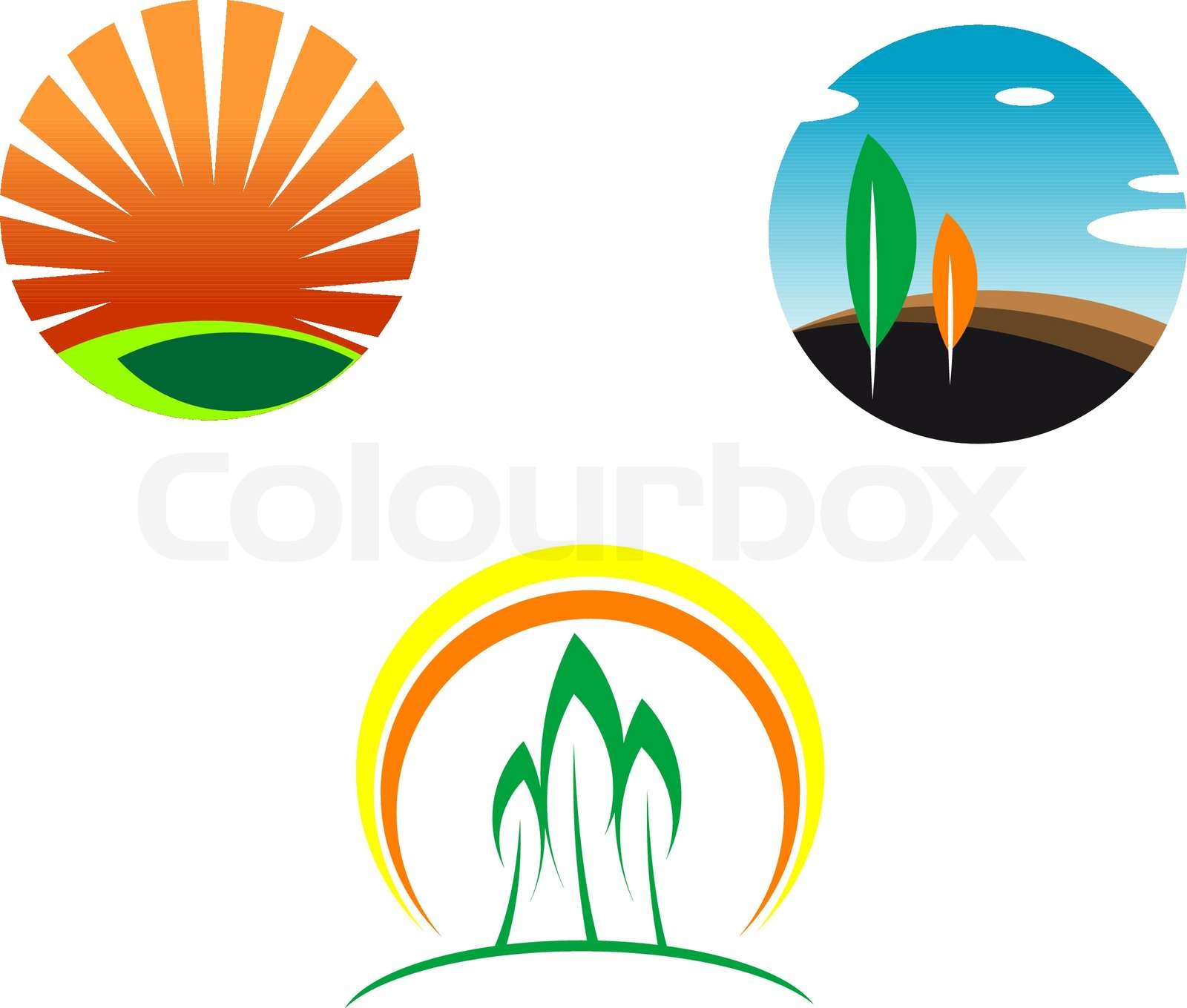 Colorful isolated nature icons for design and decoration | Stock vector ...
