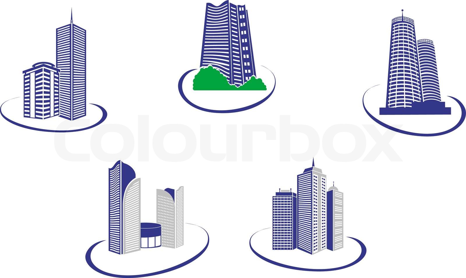 Symbols of modern and ancient buildings for design | Stock vector ...