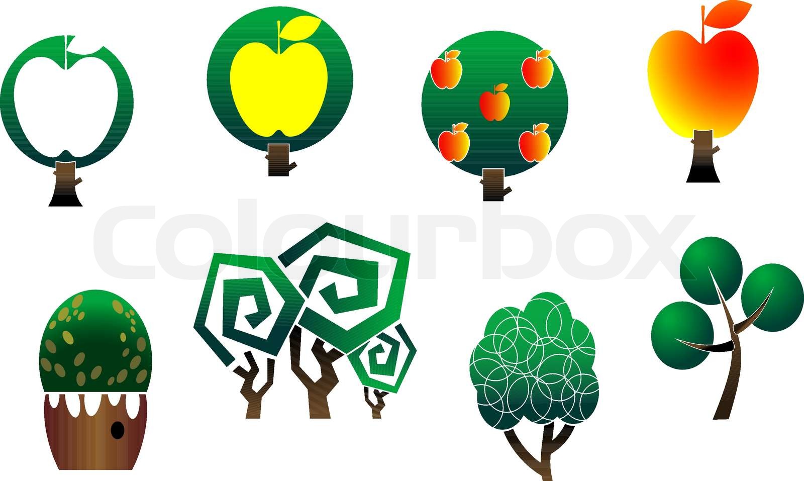 Set of tree symbols as a signs or emblems | Stock vector | Colourbox