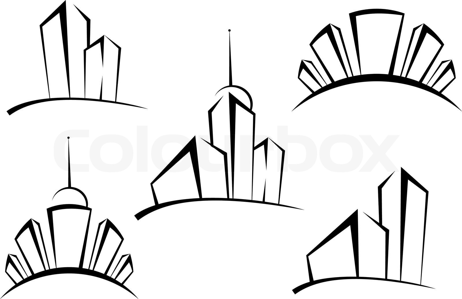 Symbols of modern buildings for design as a real estate concept | Stock ...