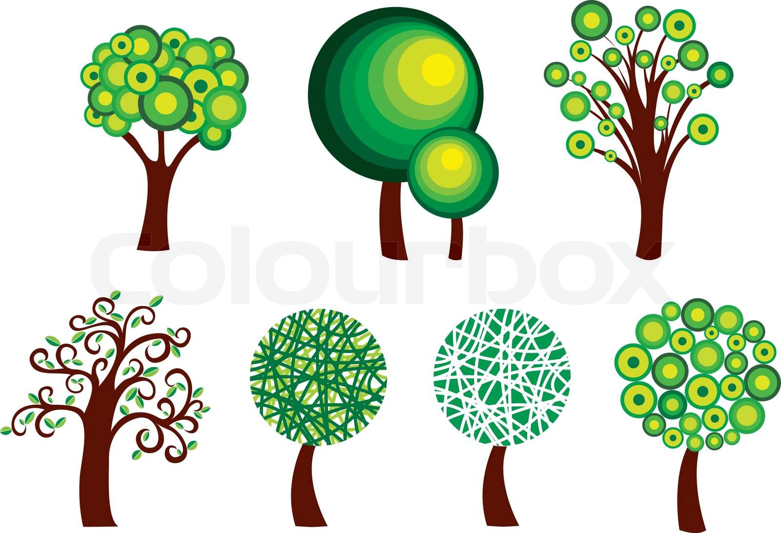 Set of tree symbols as a signs or emblems | Stock vector | Colourbox