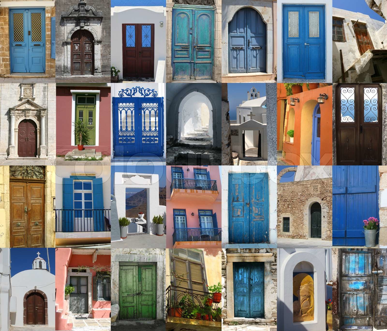 Colorful Greek doors collection compilation | Stock image | Colourbox