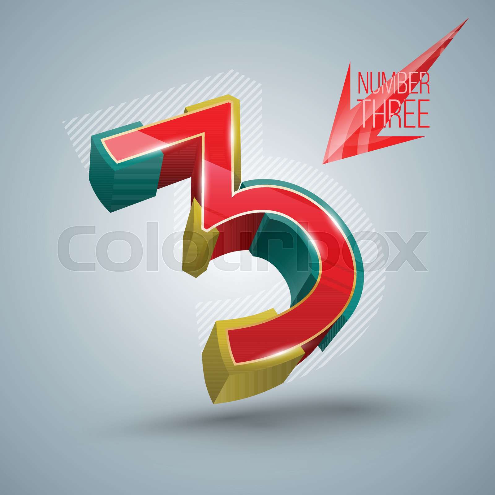 Vector Number Three 3D style. | Stock vector | Colourbox