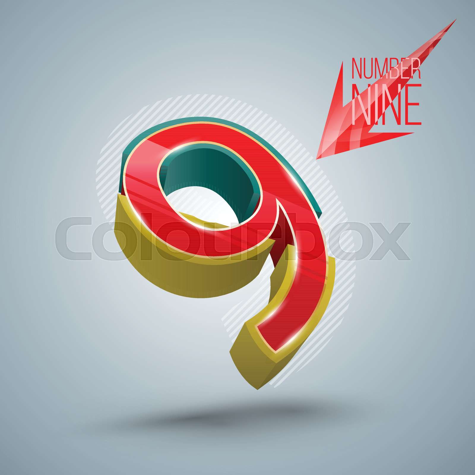 Vector Number Nine 3D style. | Stock vector | Colourbox