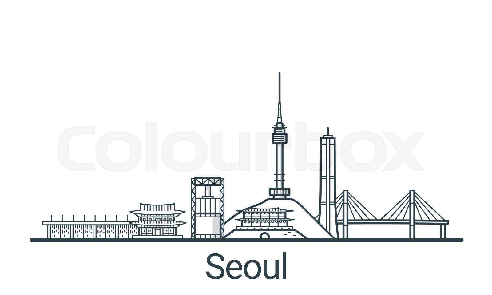 Outline Seoul banner | Stock vector | Colourbox