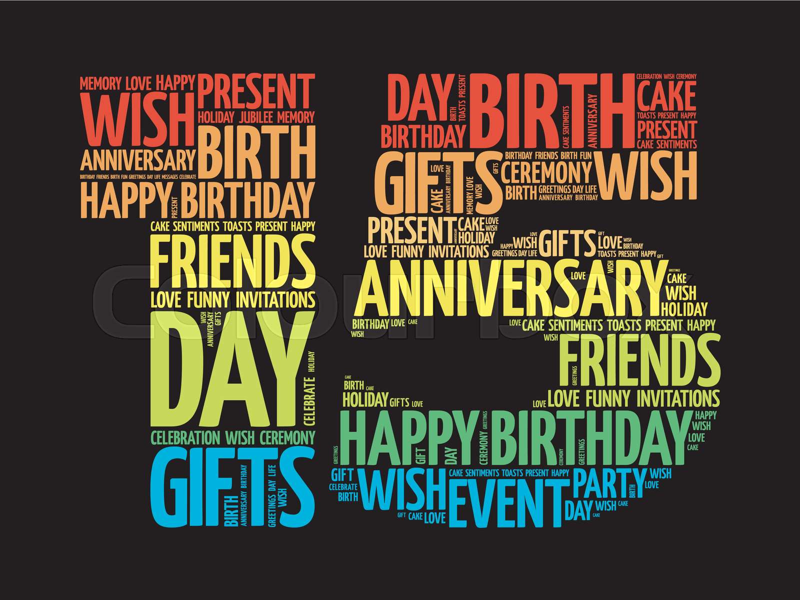 Happy 15th birthday word cloud | Stock vector | Colourbox