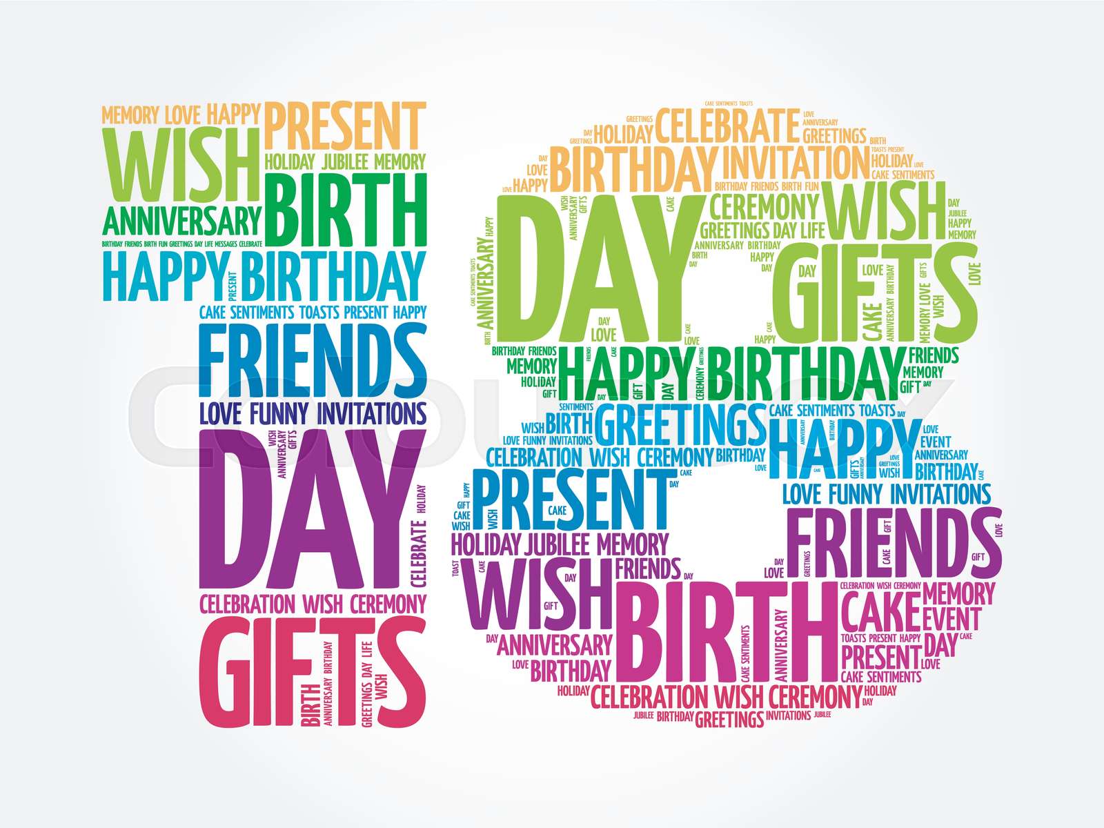 Happy 18th birthday word cloud | Stock vector | Colourbox