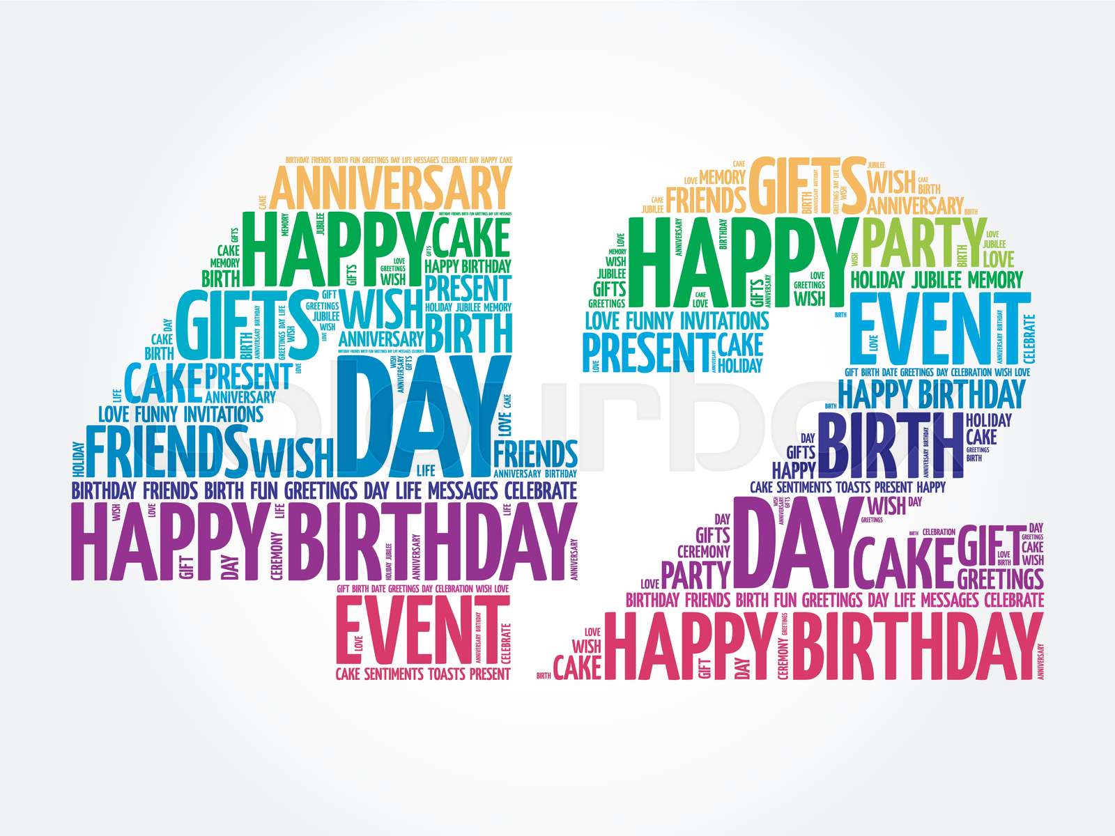 Happy 42nd birthday word cloud | Stock vector | Colourbox