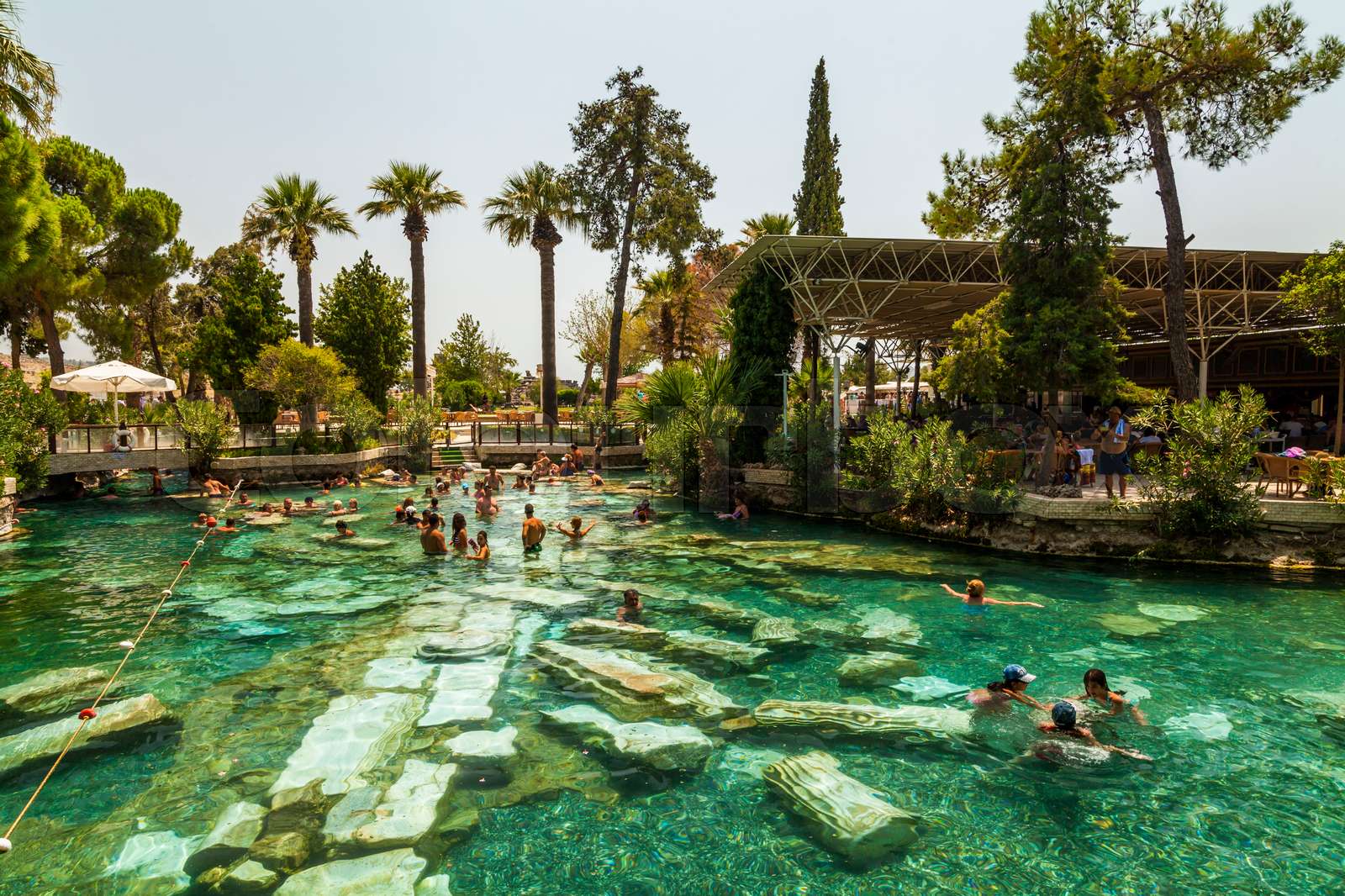 Natural thermal swimming pool. Antique Cleopatra swimming pool in ...