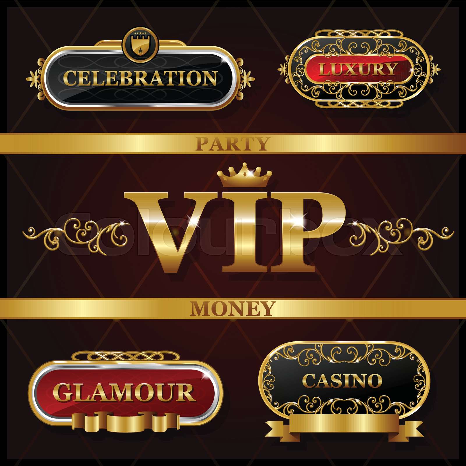 Vintage golden VIP and luxury banner sign | Stock vector | Colourbox