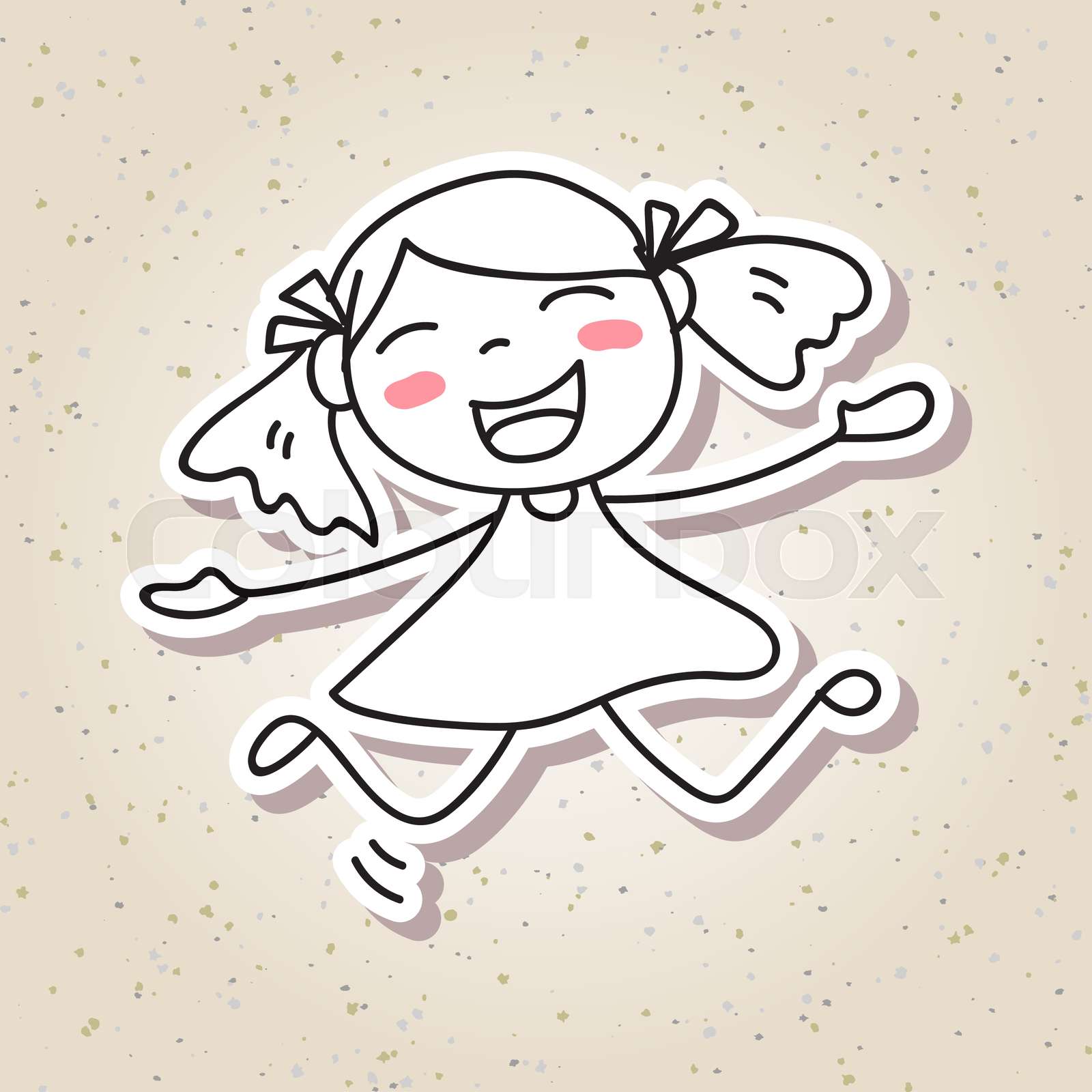 hand drawing cartoon concept happiness, happy kid with big smile vector ...