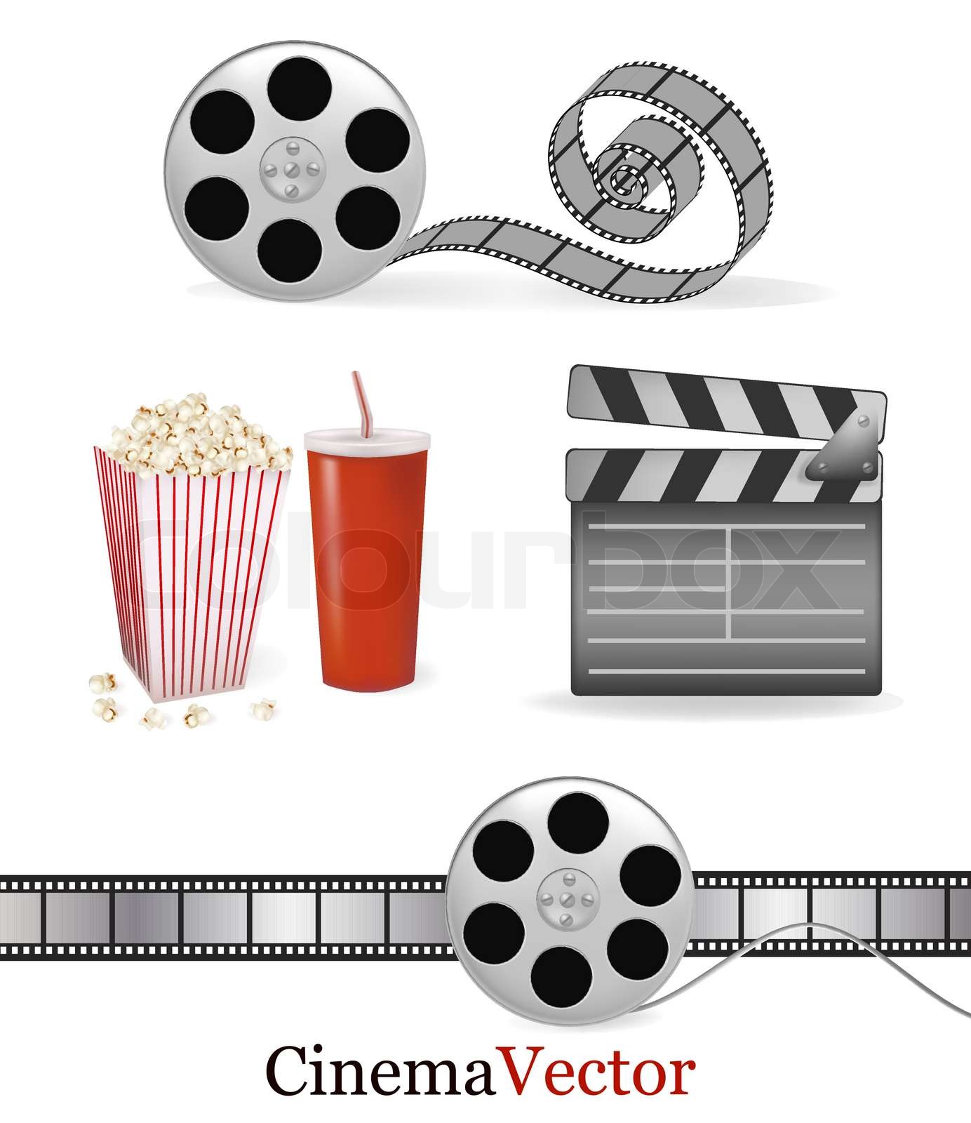 Set of cinema objects. Vector illustration. | Stock vector | Colourbox