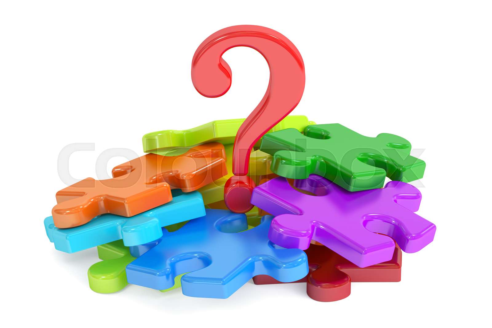 Question mark puzzle, 3D rendering | Stock image | Colourbox