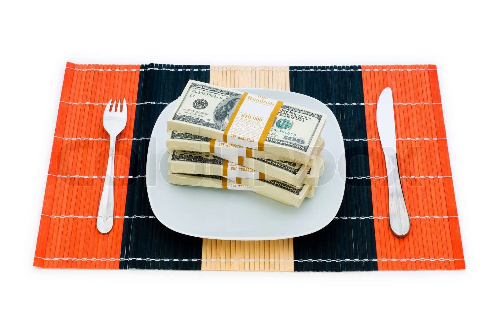 Financial concept - eating money isolated on white | Stock image ...
