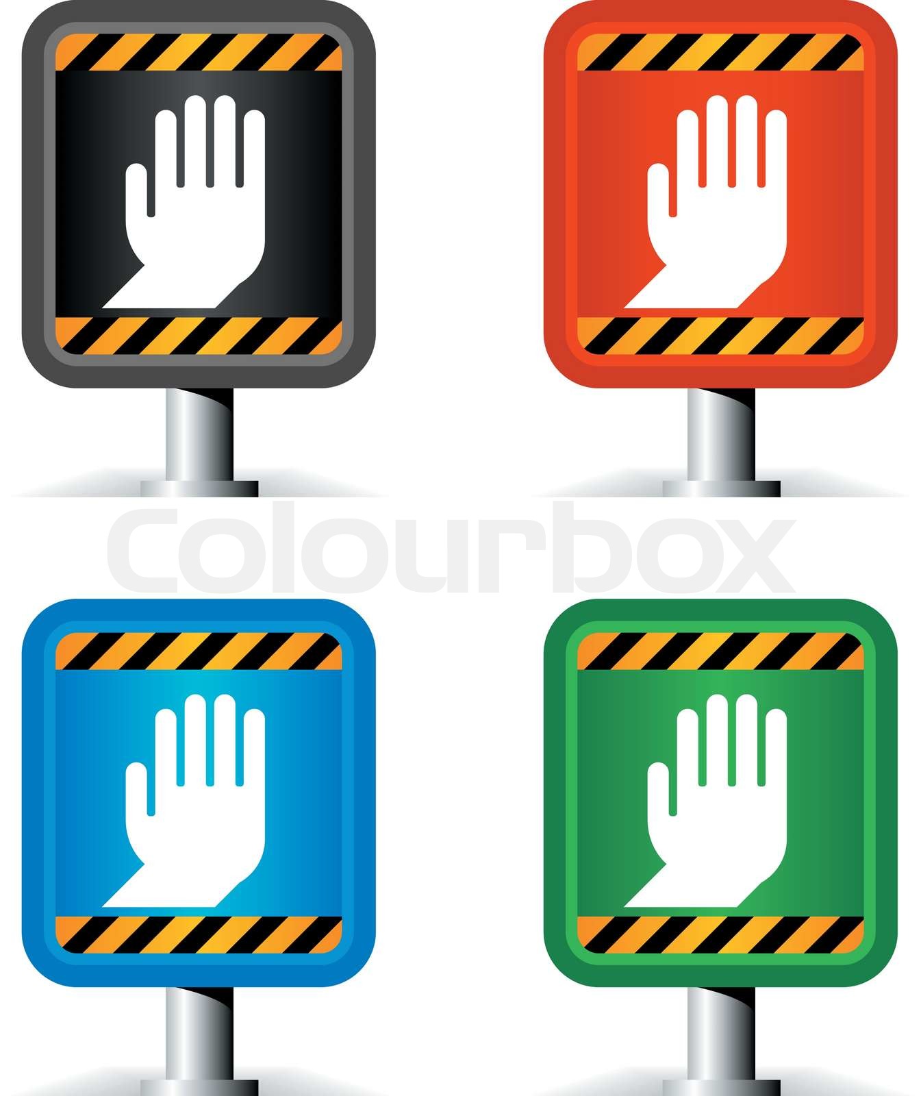 color stop signs isolated on white | Stock vector | Colourbox