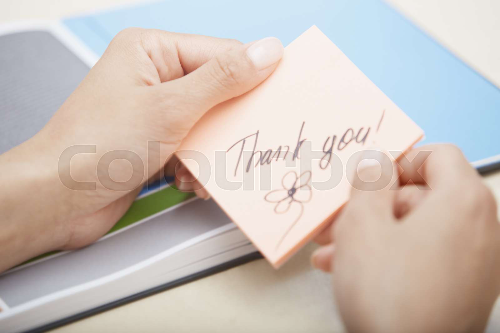 Thank you text on adhesive note | Stock image | Colourbox