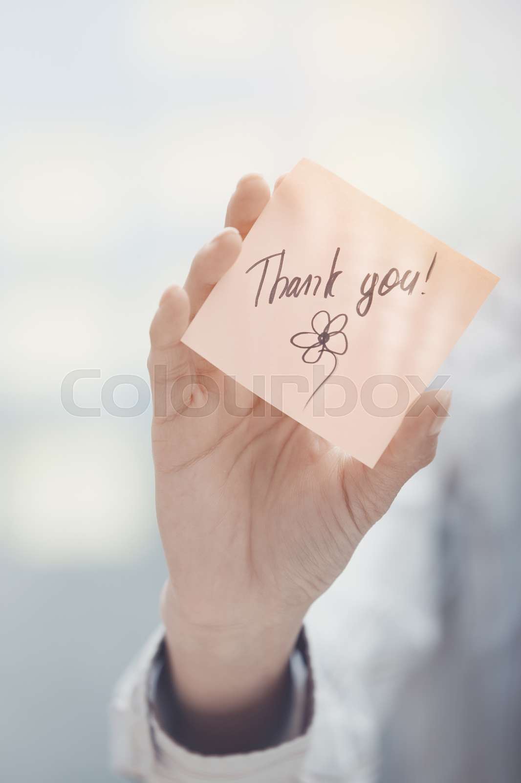Thank you text on adhesive note | Stock image | Colourbox