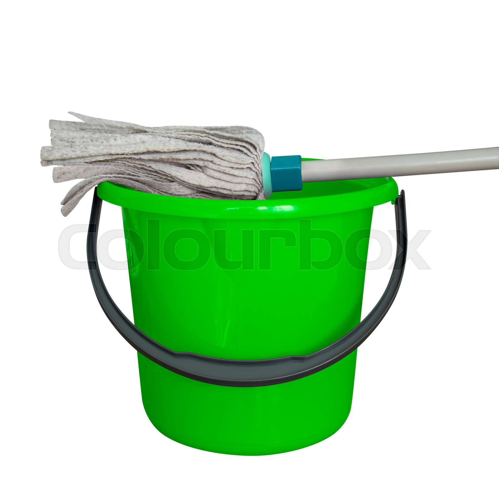 Bucket with cleaning mop - green | Stock image | Colourbox