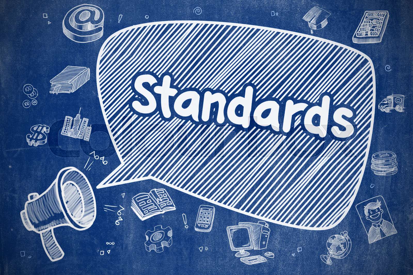Standards - Hand Drawn Illustration on Blue Chalkboard. | Stock image ...