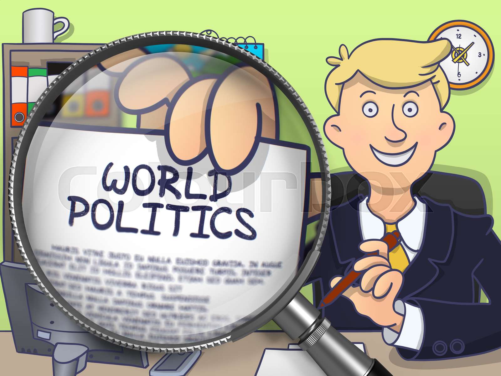 World Politics through Lens. Doodle Design. | Stock image | Colourbox