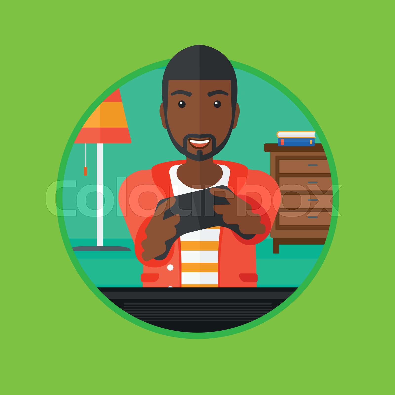 Man playing video game vector illustration. | Stock vector | Colourbox