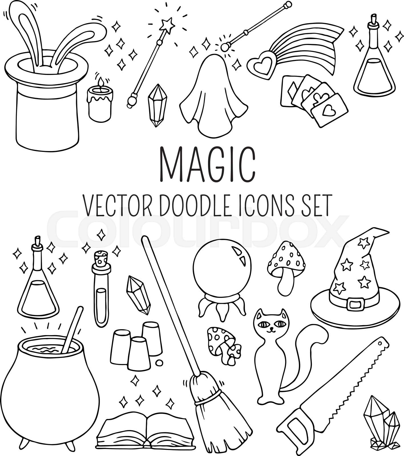 Set of doodle vector magic icons. | Stock vector | Colourbox