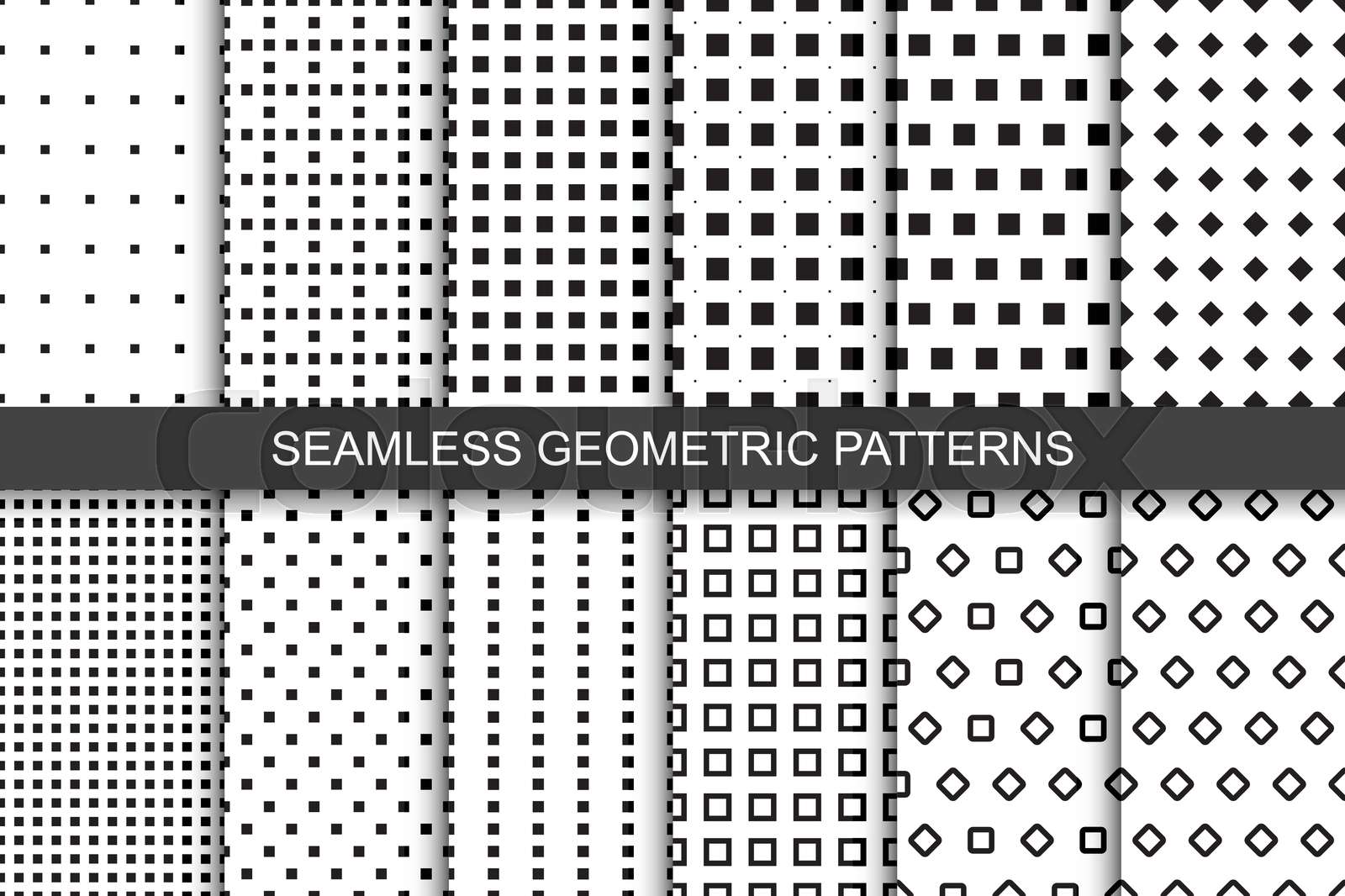 Collection of geometric seamless patterns with squares. | Stock vector ...